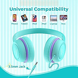 vinamass Kids Headphones, Ear Headphones for Kids, Wired Headphones with Safe Volume Limiter 85dB, Adjustable and Flexible for Kids, Boys, Girls,Suit for School Classroom Students Teens Children