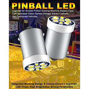 GE44 47 Pinball Machine LED Bulbs BA9S DC/AC 6.3V/6V Coin-Operated Video Old Fashioned Radio Arcade Pinball Gaming Light Bulb 755 756 1893 1895 1847,White,15 Pack