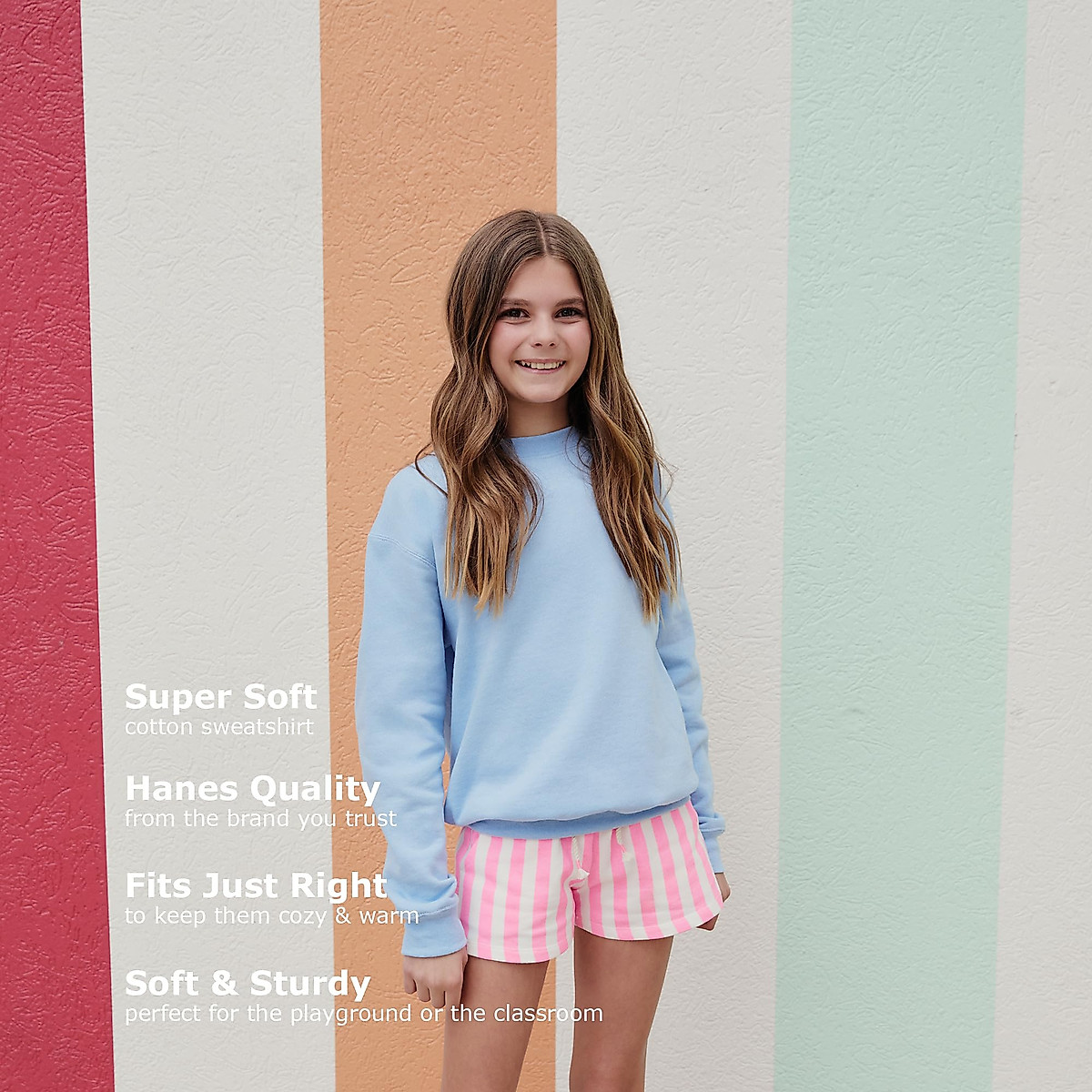 Hanes girls Ecosmart Graphic Sweatshirt Pullover Sweater, Purple Thora, Small US