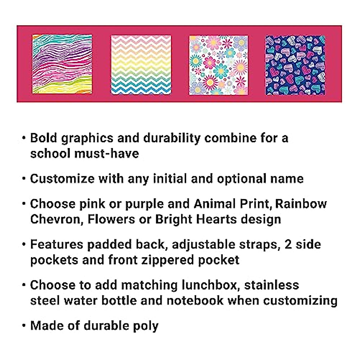 Let's Make Memories Personalized Kids Backpack with Lunch Box (Optional) - Pink, Flowers