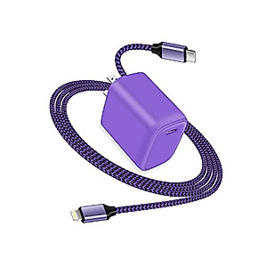 Power Delivery 20W Type USB C Quick Charging Wall Charger Adapter with 3FT Type-C to Lightning Cable for iPhone 14/14 Plus/14Pro/14 Pro Max/13/13Pro/13 Pro Max/12/12Pro/12 Pro Max/11/11 Pro Max-Purple