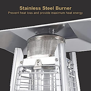 WERLIKE Outdoor Patio Heater，Pyramid Glass Tube Propane Patio Heater, with Black Wheels, for Outdoor Garden Camping Barbecue Party (Color : Brown)