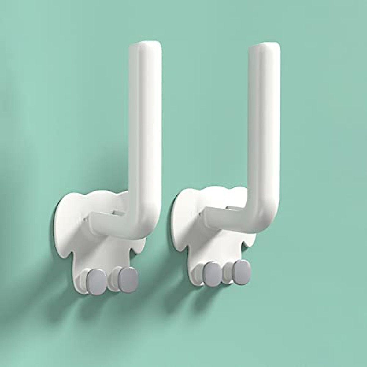 Smalibal 2Pcs Storage Coat Hooks Wall Hooks, Cartoon Elephant Pattern Hook Organizer Heavy Duty Wall Mounted Hooks, Hooks Decorative for Wall Hanging Coats, Key, Cup, Cloth, Hat White