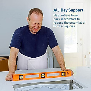 BodyMed Sure-Fit™ Two-Pull Lumbosacral Support, White, Regular – Lower Back Stabilizer – Secure Lumbar Wrap to Support & Stabilize Core Muscles – All-Day Support at Home, in The Office, & Gym