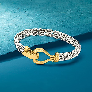 Ross-Simons Two-Tone Sterling Silver Byzantine Bracelet. 7 inches