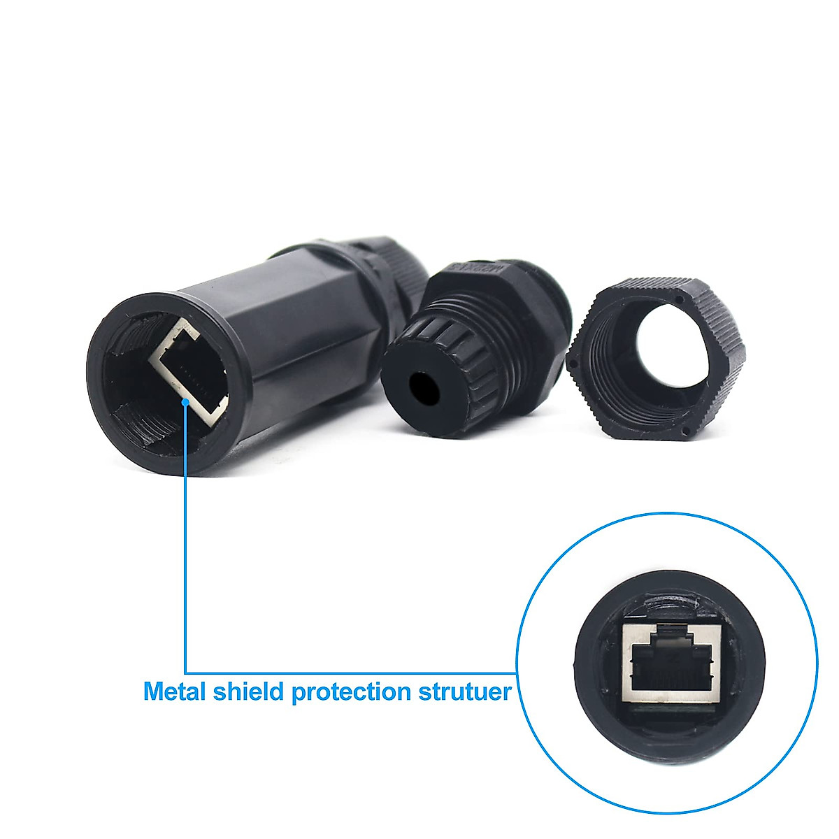 YIOVVOM RJ45 Waterproof Shielded ethernet Cable Box, Female to Female, Panel Mount, 8P8C,CAT 6, CAT 5, CAT 5E, M22 IP67 Ethernet LAN Cable Coupler Outdoor Weatherproof Underground Splice (6-Pack)