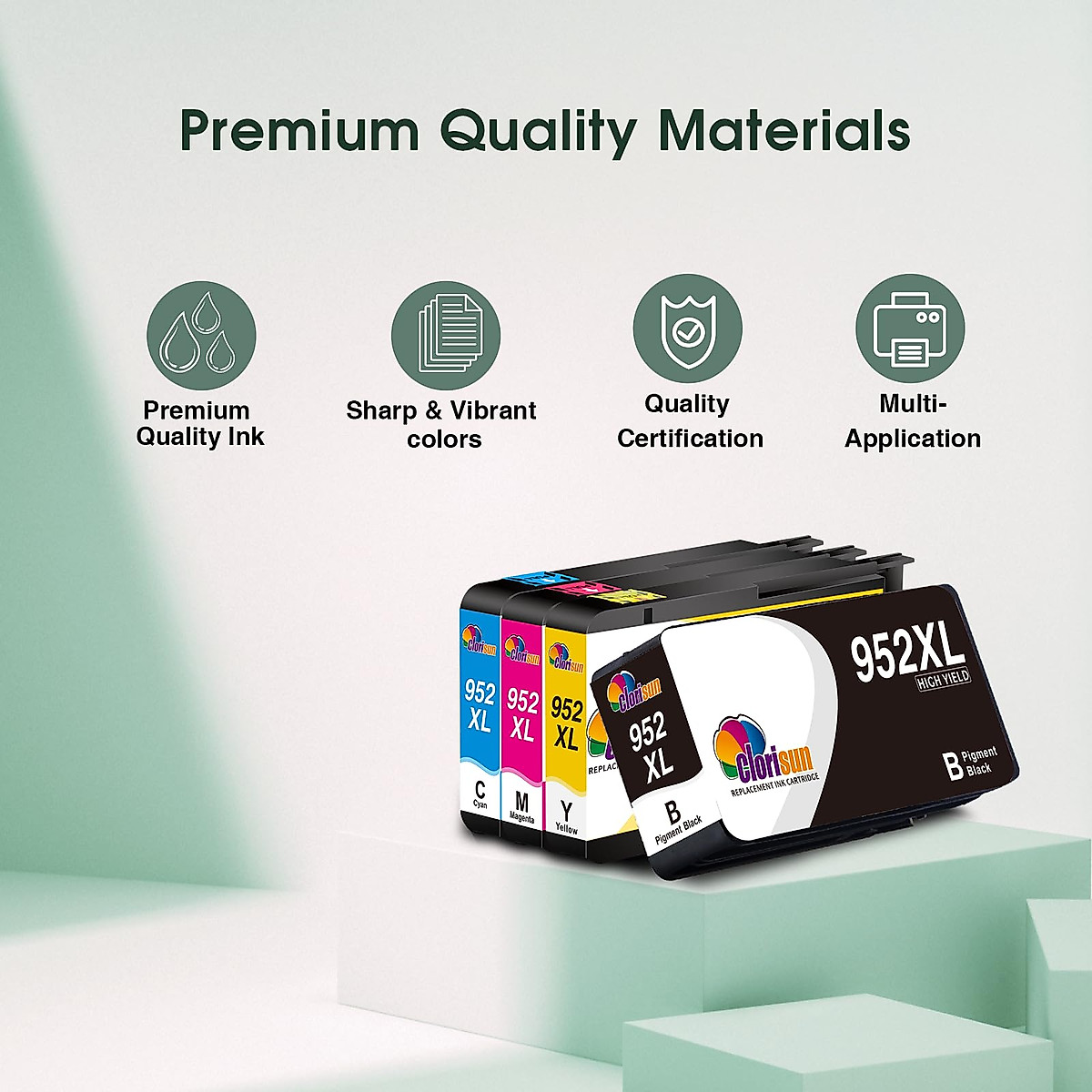 Clorisun 952 952XL Ink Cartridge Combo Pack Replacement for HP OfficeJet Pro 8710 7740 8720 8715 8210 8740 8702 7720 8725 8700 8730 Printer Ink (Black, Cyan, Magenta, Yellow, 4-Pack)