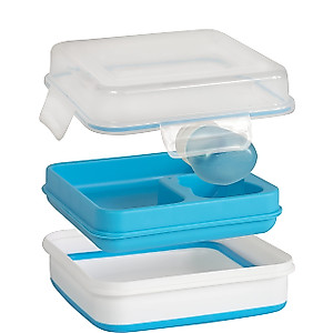 COOL GEAR 2-Pack Large Expandable To-Go Salad Kit Lunch Containers - Square - 52 oz Bowl with 3 Compartments for Salad Toppings and 2 oz Salad Dressing Bottle | Leakproof, Bento Meal Prep