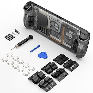 JSAUX Transparent Back Plate Compatible with Steam Deck LCD, DIY Clear Replacement Back Shell Case Compatible with Steam Deck LCD - PC0106 Vents Version [Crystal]