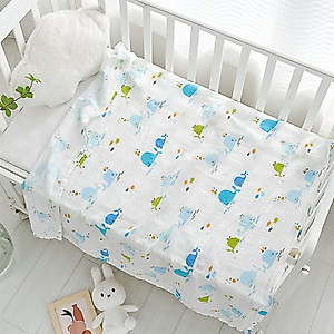 Muslin Swaddle Blankets Neutral Receiving Blanket for Boys and Girls Soft Whale Print Muslin Swaddling Blanket 47 x 47 inches