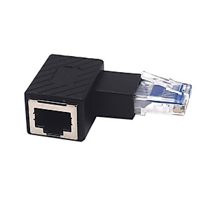 Kework 2 Pack Network RJ45 Extender, 90 Degree Right Angle Ethernet LAN RJ45 Male to Female Extension Adapter Connector for Cat5 Cat5e