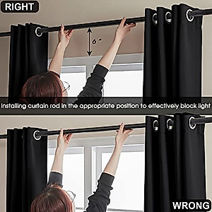 Rutterllow Blackout Curtains for Bedroom, Thermal Insulated Room Darkening Curtains 2 Panels for Living Room, Grommet Top (52x84 Inch, Black)