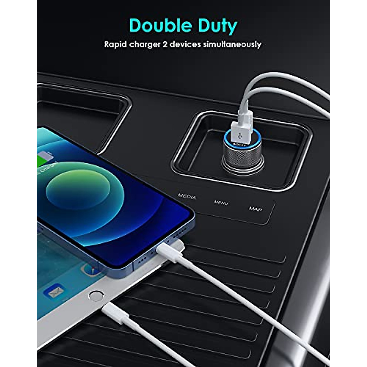 iPhone Car Charger,USB C Fast Car Charger[Apple MFi Certified] Apple Car Charging 38W Dual Port Car Charger Cigarette Lighter Adapter 2x3ft PD&QC 3.0 Lightning Cable for iPhone 13/12/12 Pro/11/Airpods