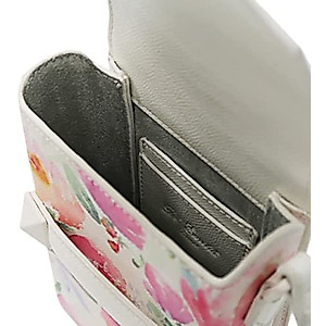 DE'EMILIA CONCEPT Small Crossbody Cell Phone Purse for Women, Watercolor Mini Messenger Shoulder Handbag Wallet with Credit Card Slots (Offwhite)