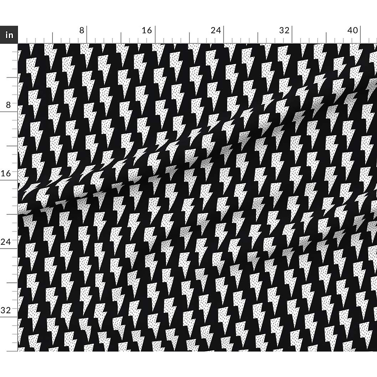 Spoonflower Fabric - Black White Storm Weather Lightning Rain Raindrops Printed on Petal Signature Cotton Fabric by The Yard - Sewing Quilting Apparel Crafts Decor
