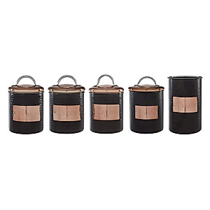 Premier Hammered Steel Storage Jar Coffee Canister, 10x10x12cm, Black