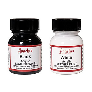 Angelus Brand Acrylic Leather Paint Waterproof 1oz - Black & White Duo