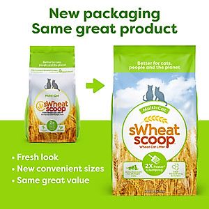 sWheat Scoop Natural Wheat Multi-Cat Litter, Superior Clumping with Odor Neutralizing Enzymes, 25 Pound Bag