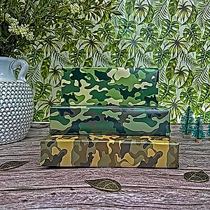 Dtiafu Camo Wrapping Paper for Men Boys Kids - Army Wrapping Paper for Birthday Veterans Day - 4 Style Green Blue Camouflage Gift Wrap - 20 X 28inch Per Sheet(8 Sheet Folded Flat)