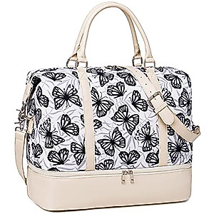CAMTOP Weekender Travel Bag for Women Ladies Overnight Carry On Tote Duffel Bag with Luggage Sleeve and Shoes Compartment (Butterfly Travel Tote)