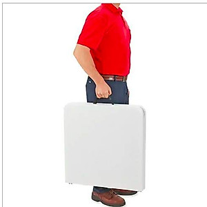 New Home Era Folding Table - Foldable Heavy Duty Plastic Table for Indoor & Outdoor Parties, Picnic, Camping, Wedding, BBQ Catering, Garden Dining - Fold-in-Half Portable Utility Table - White - 4ft