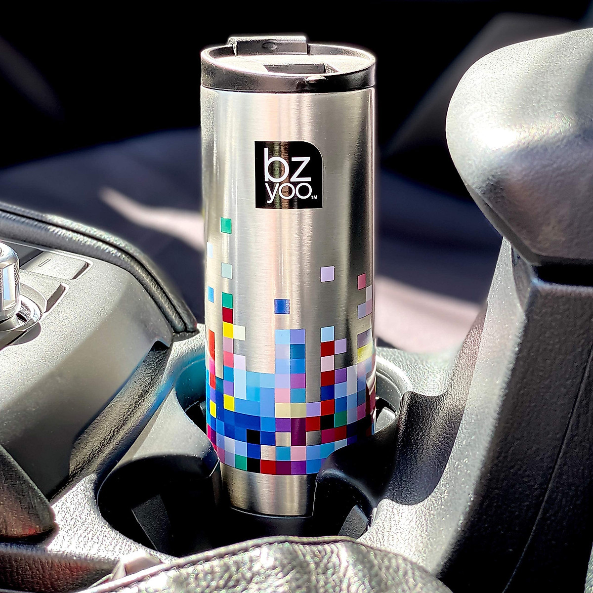 BZYOO Brew 12oz Stainless Vacuum Insulated Skinny Tumbler Coffee Drinking Mug Water Thermal Bottle with Leak Proof Lid for Everyday Use Holiday Gifts (La La Mandala Dusty Pink)