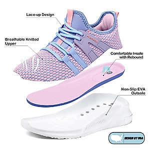 RUNSIDE Boys Girls Tennis Shoes Kids Lightweight Breathable Sneakers Lace-up Running Athletic Shoes for Toddler/Little Kid/Big Kid Purple