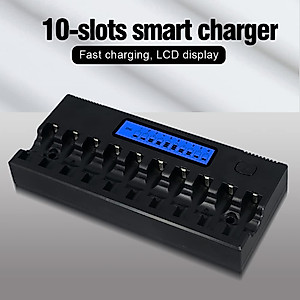 CITYORK 10 Pack 1.2V Ni-MH AA 3000mAh Rechargeable Batteries with 10 Bay AA Fast Charger with Battery Case Organizer