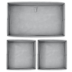 mDesign Fabric Drawer Divider Organizer Bin, Nursery/Bedroom Dresser, Closet, Shelf, Playroom Organization, Hold Clothes, Toys, Diapers, Bibs, Lido Collection, Set of 3, 4 Pack, Gray Herringbone