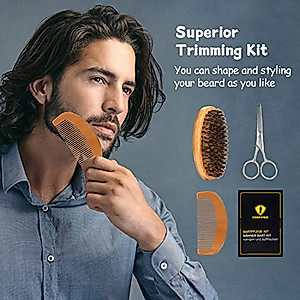 Ceenwes Upgraded Beard Grooming Kit with Beard Conditioner ,Beard Oil, Beard Brush, Beard Comb, Beard Balm, Beard Shampoo, Beard & Mustache Scissors Storage Bag, Beard Growth & Trimming Kit for Men Care Perfect Christmas Gifts for Dad/Boyfriend