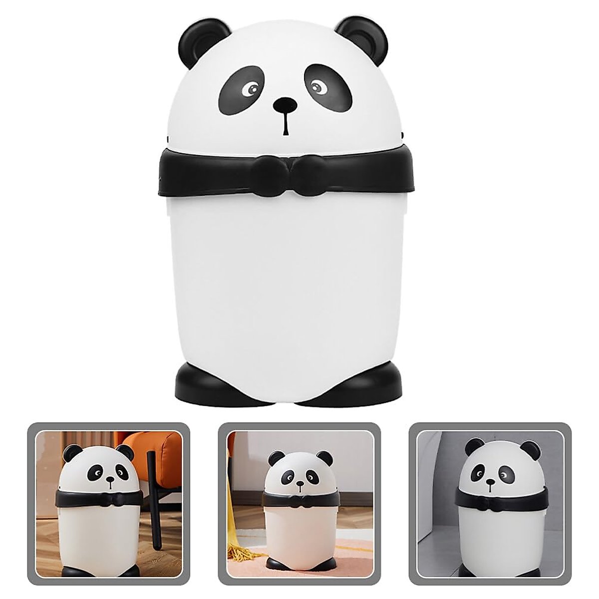 MAGICLULU Mini Trash Can, Cute Panda Garbage Can with Lid Countertop Wastebasket Table Garbage Lint Bin Waste Paper Container for Countertop Home Office Car