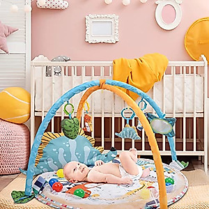 BATTOP Baby Play Mat Activity Gym with Ball Pit,4-in-1 Tummy Time Mat for Baby to Toddler,with Sensory Toys,Mirror,Head Rest,Cognitive Development Baby Play Center for Newborns,Infants (Green)