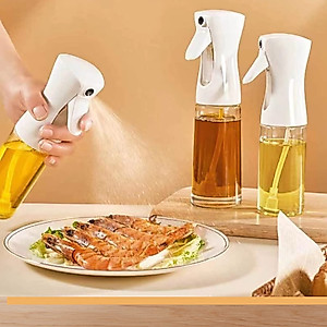 Oil Sprayer for Cooking, 220ml Glass Olive Oil Sprayer Mister, Olive Oil Spray Bottle, Kitchen Gadgets Accessories for Air Fryer, Canola Oil Spritzer, Widely Used for Salad Making, Baking, Frying, BBQ