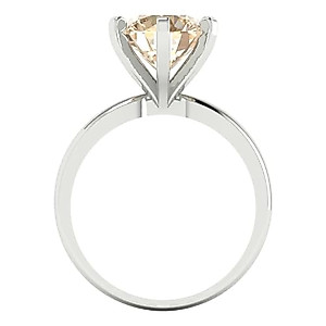 Clara Pucci 3 ct Round Cut Solitaire Genuine Natural Morganite Wedding Bridal Designer Anniversary Engagement Ring 14k White Gold