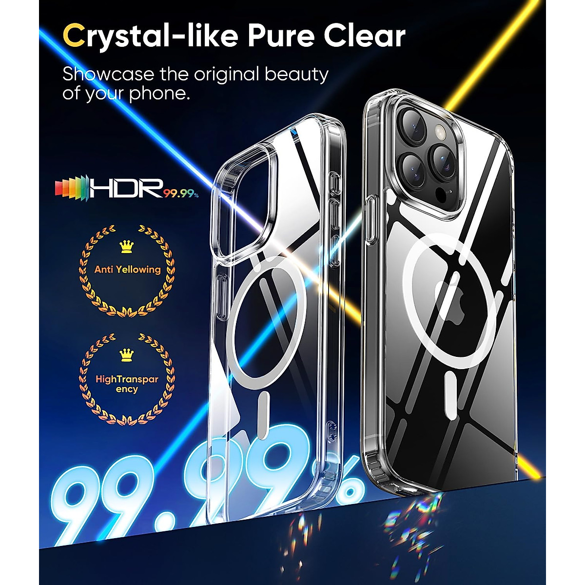 SUCGLES for iPhone 15 Pro Max Case with MagSafe [Ultra Strong Magnetic] [12FT Military Drop Protection] [Shockproof Bumper] Slim Thin Mag Safe Promax Phone Cover for Apple 15pro Max (Clear/Magnet)