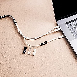 Self-Adhesive Cable Clips Organizer Drop Wire Holder Cord Management, Pack of 20, Transparent