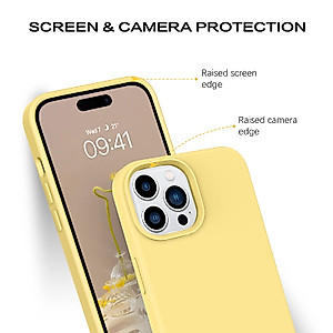 BENTOBEN Compatible iPhone 13 Pro Max Phone Case, Soft Silicone Gel Rubber Bumper Microfiber Lining Hard Back Women Shockproof Protective Cover for iPhone 13 Pro Max 6.7",Yellow
