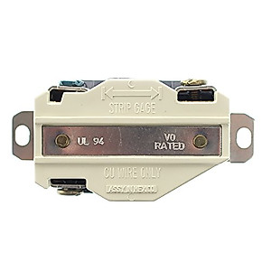 Leviton 2620 30 Amp, 250 Volt, Flush Mounting Locking Receptacle, Industrial Grade, Grounding, V-0-MAX, Black