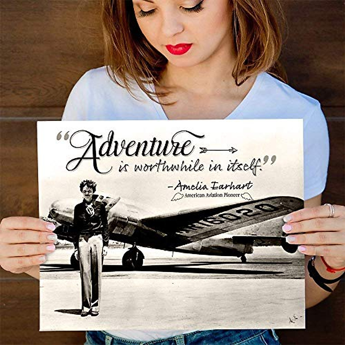 Amelia Earhart - Adventure - 11x14 Unframed Art Print - Great Gift Under $15 for Aviation Enthusiasts