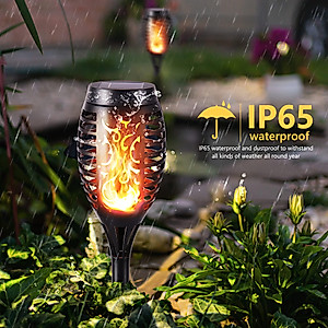 Toodour Solar Torch Flame Lights, 12 Pack Solar Lights Outdoor with Flickering Flame, Waterproof Solar Pathway Lights Landscape Decoration Lighting for Garden, Lawn, Yard, Outdoor Decorations