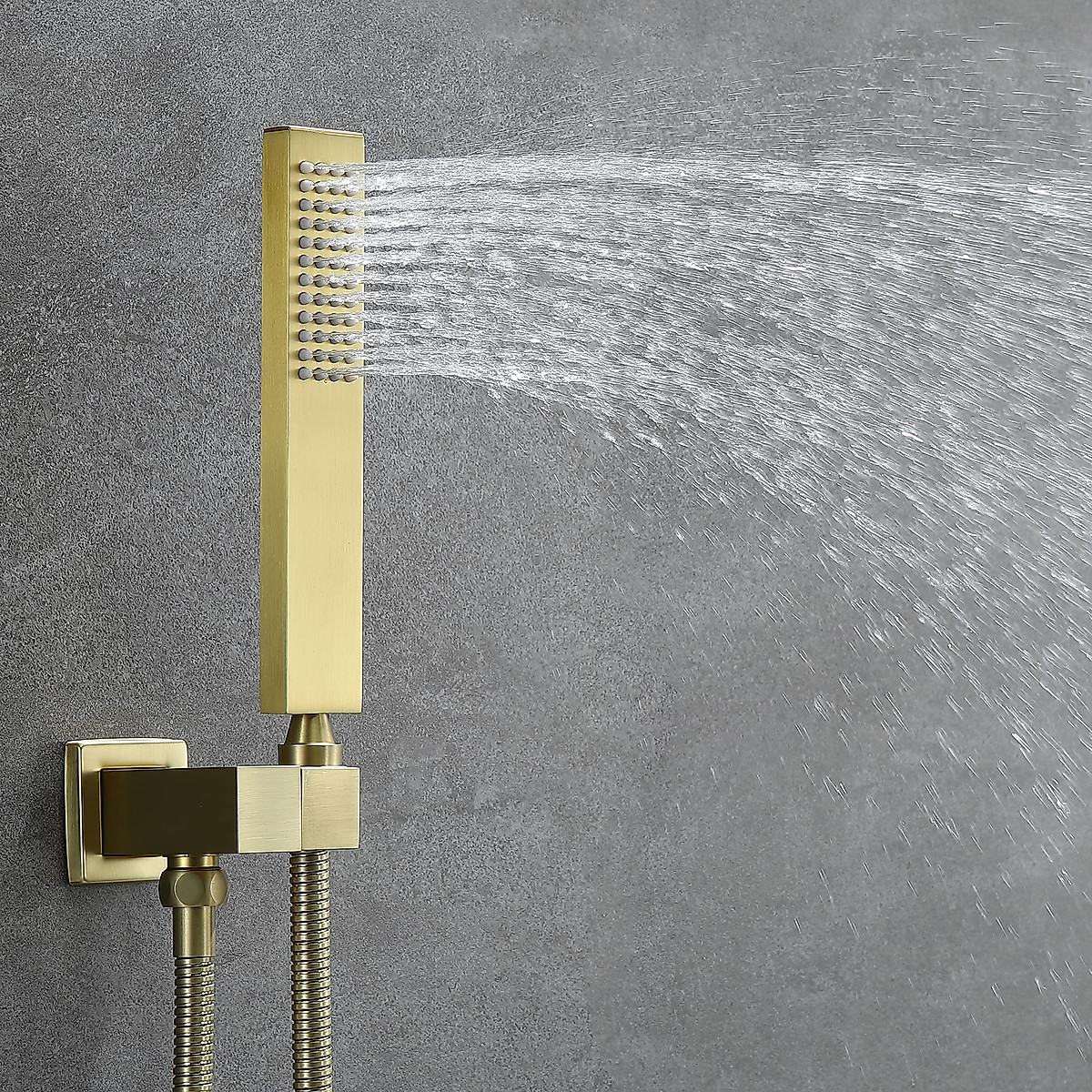 SHAMANDA Brass Rainfall Shower System, Luxuly Bathroom Shower Faucet Combo Set Brushed Gold(Including Rough-In Valve Body and Trim), L70001-3