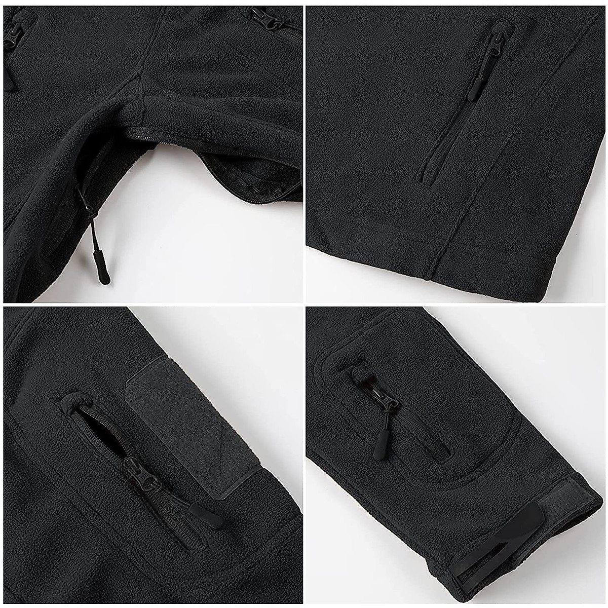 sandbank Men's Tactical Fleece Jacket Warm Winter Sport Outdoor Hooded Combat Military Jacket Coat(US M,Black)