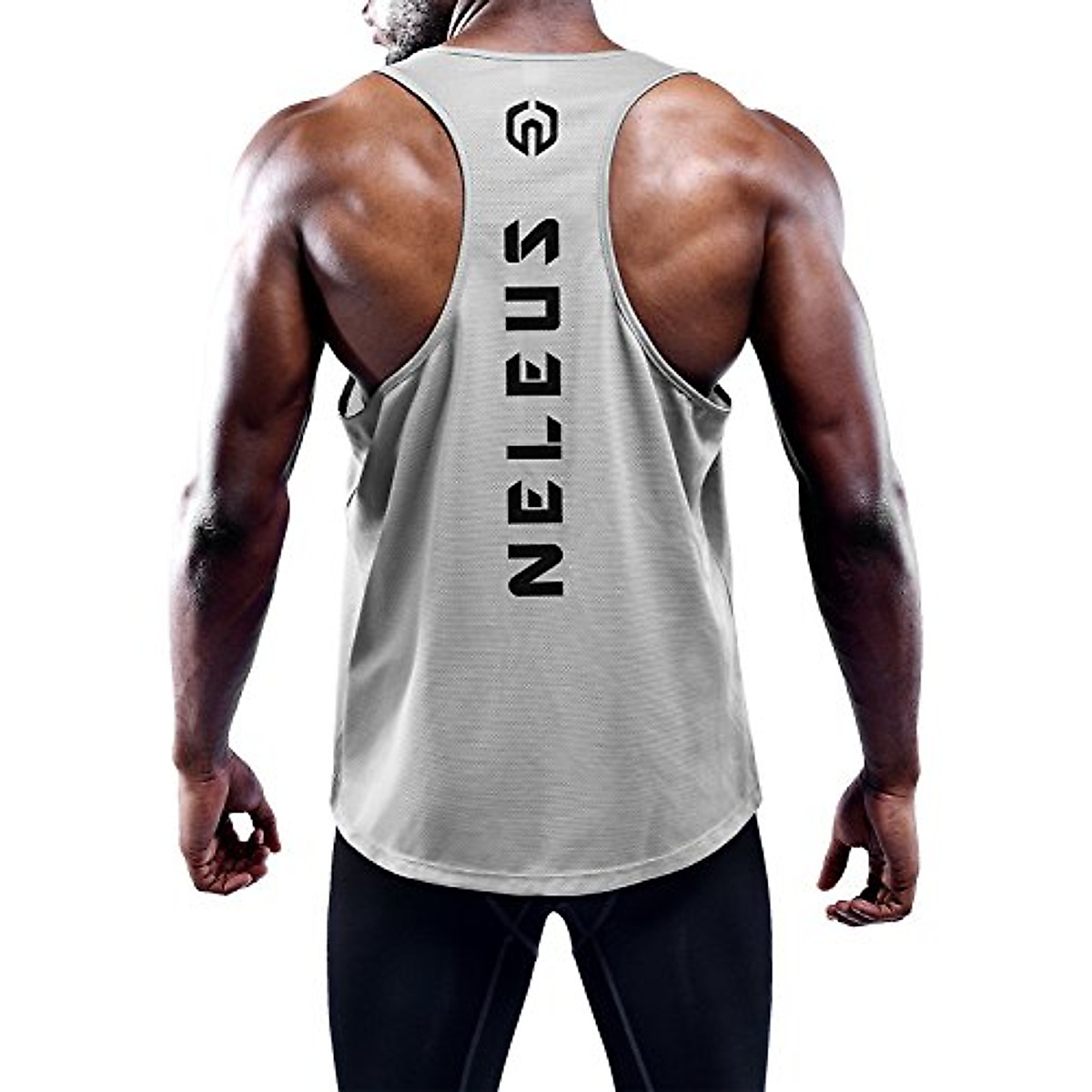 NELEUS Men's 3 Pack Dry Fit Athletic Muscle Tank Workout Gym Shirt,5031,Black,Grey,White,XL,EU 2XL