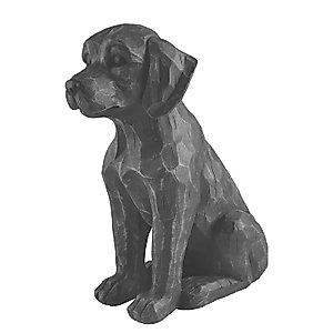 DurableDelights Clever Resin Dog Figurine for Garden Gray Retriever Statue Extraordinarily Life-Like Labrador Dog Statue Home Decor Amazing Likeness Hand Painted Resin 11 inch