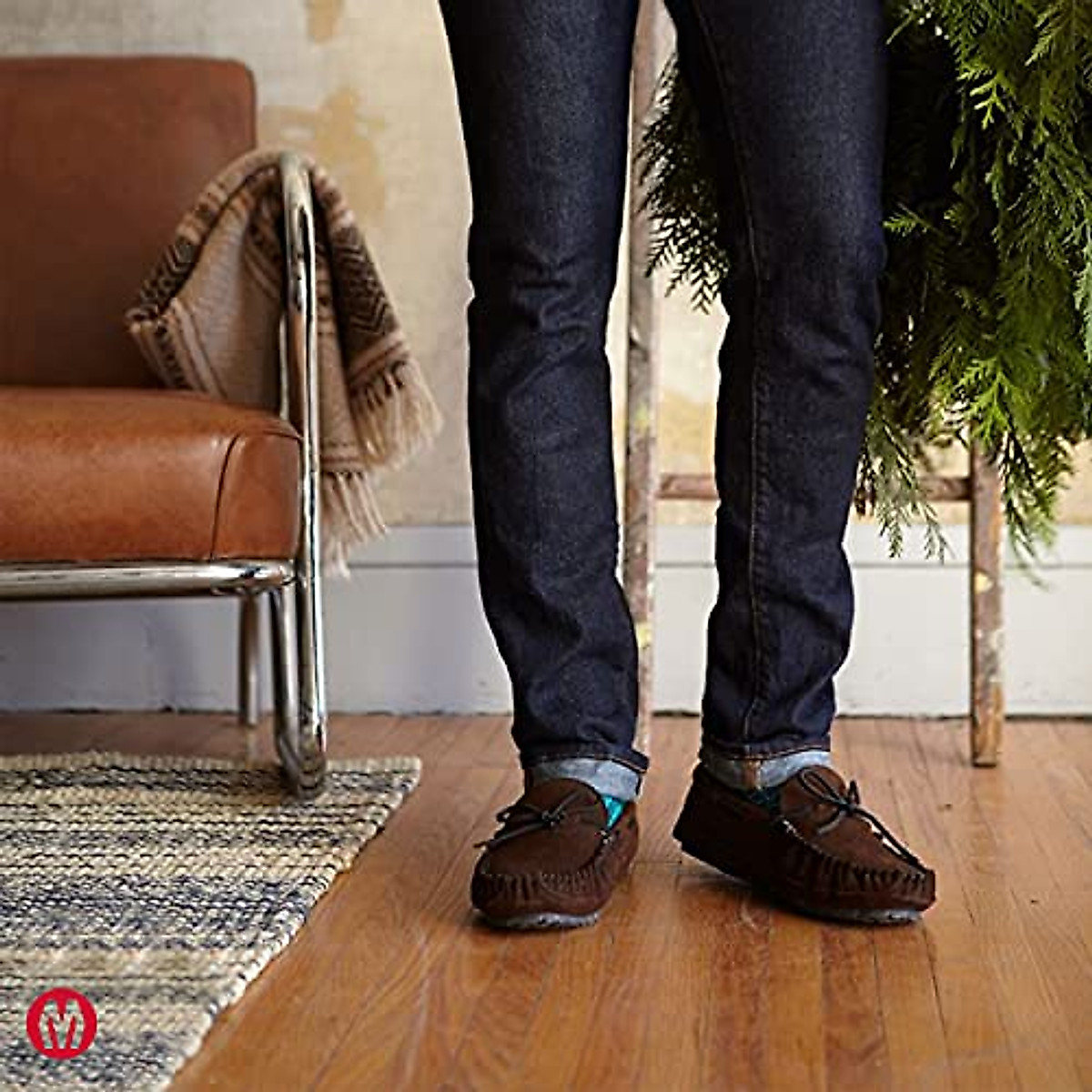 Minnetonka Men's Casey Moccasin Slippers Chocolate 10.5 M