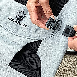 Ergonomic Baby Bouncer Seat - Bonus Travel Carry Case - Safe, Portable Rocker Chair with Adjustable Height Positions - Infant Sleeper Bouncy Seat Perfect for Newborn Babies by ComfyBumpy (Grey)