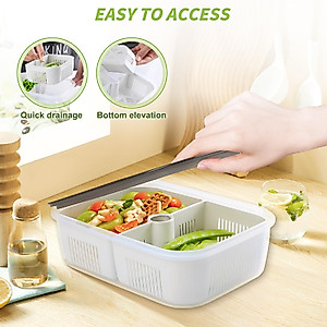Veggie Trays with Lid, 2 Pack Meal Prep Containers, Food Storage Containers with Lids, 2 Removable Compartments Food Containers for Fruits/Vegetables/Snacks, Dishwasher Safe, BPA Free & Leak Proof