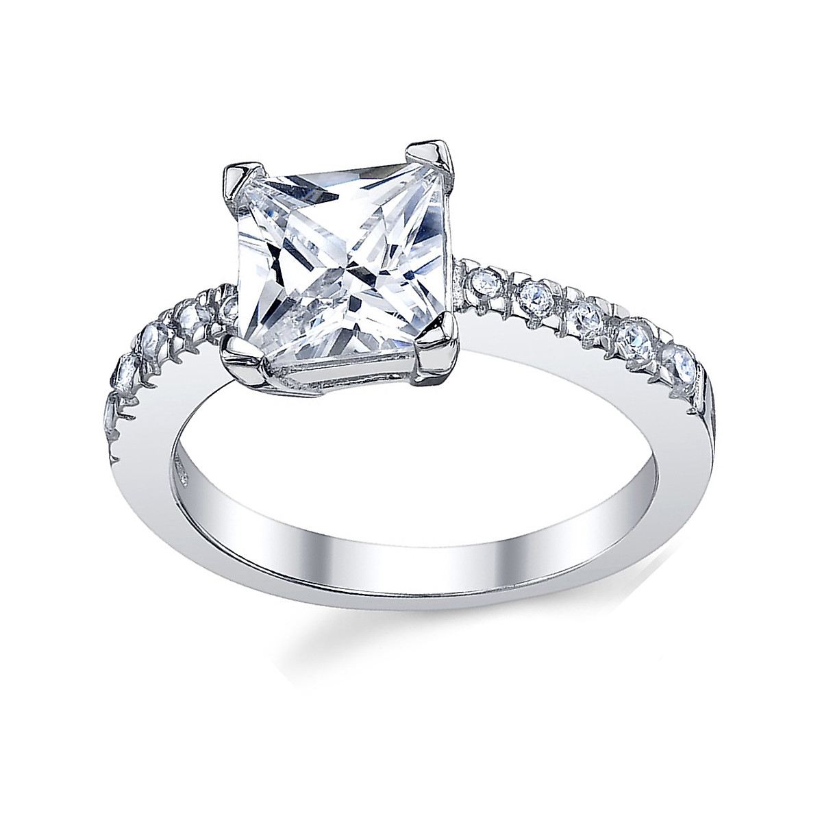 Bonndorf 1.25 Carat Princess Cut Cubic Zirconia CZ Sterling Silver 925 Engagement, Wedding Ring Size 5