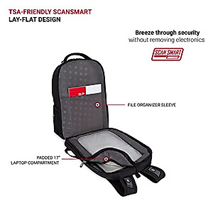 Swiss Gear SA1908 Black TSA Friendly ScanSmart Laptop Backpack - Fits Most 17 Inch Laptops and Tablets