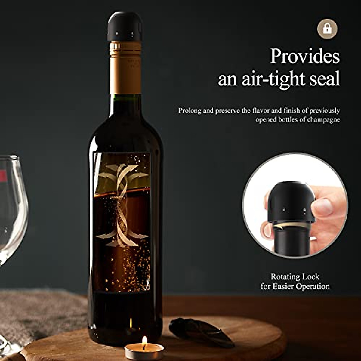 HGB Wine Stopper,Premium Wine Bottle Stopper Wine Pump Preserver Saver Kit Best Gifts for Wine Lovers,Longer Fresh Includes Vacuum Pump & 2 Reusable Air Bottle Stoppers1